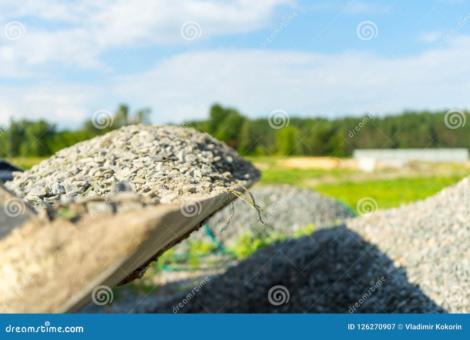 Crushed Granite. Bucket Typed by the Loader Stock Image - Image of ...
