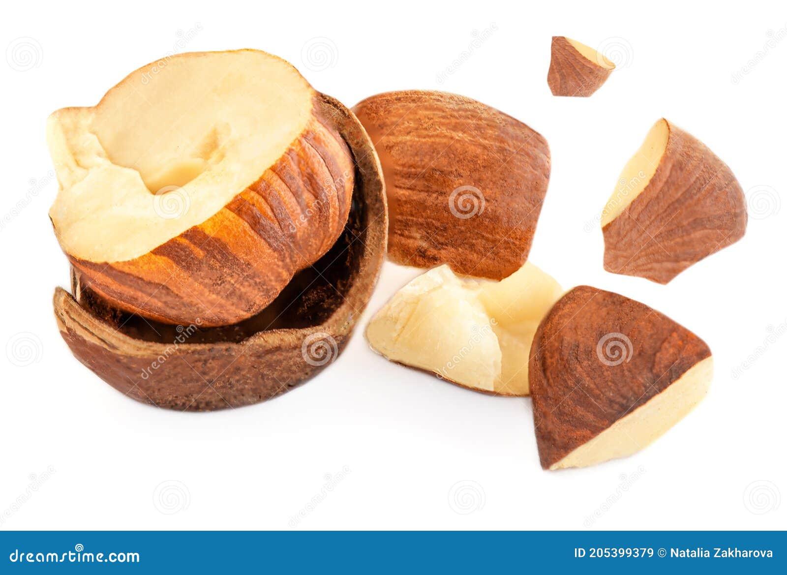 Crushed Hazelnuts Isolated on White Background. Hazelnut Macro. High ...