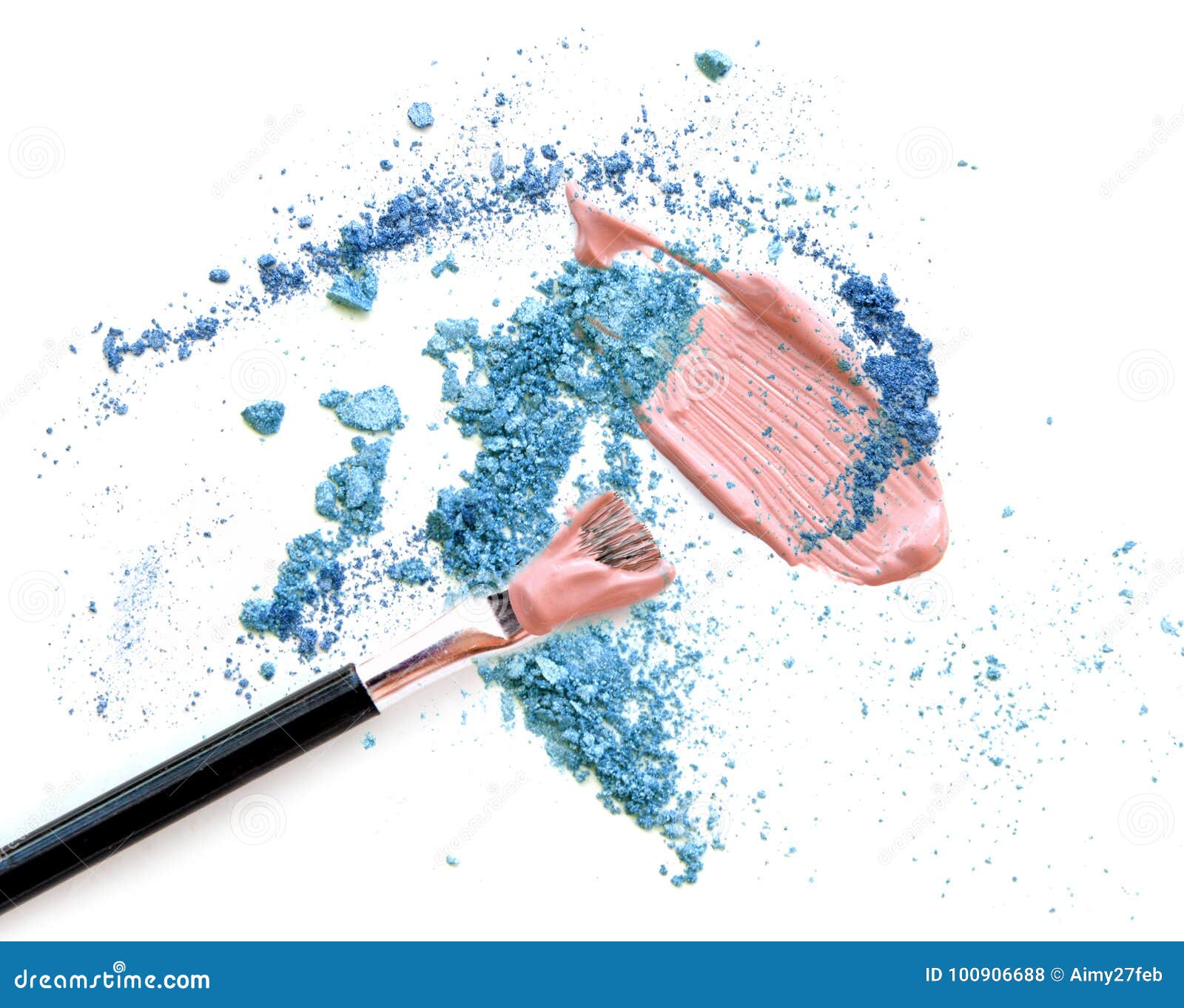 Crushed Makeup and Foundation Beige Cosmetic on White. Stock Photo ...