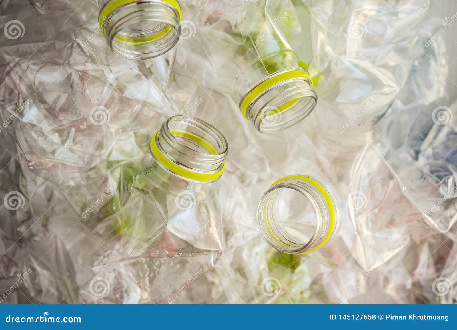 Crushed Plastic Bottles Recycling Abstract Background Stock Photo ...