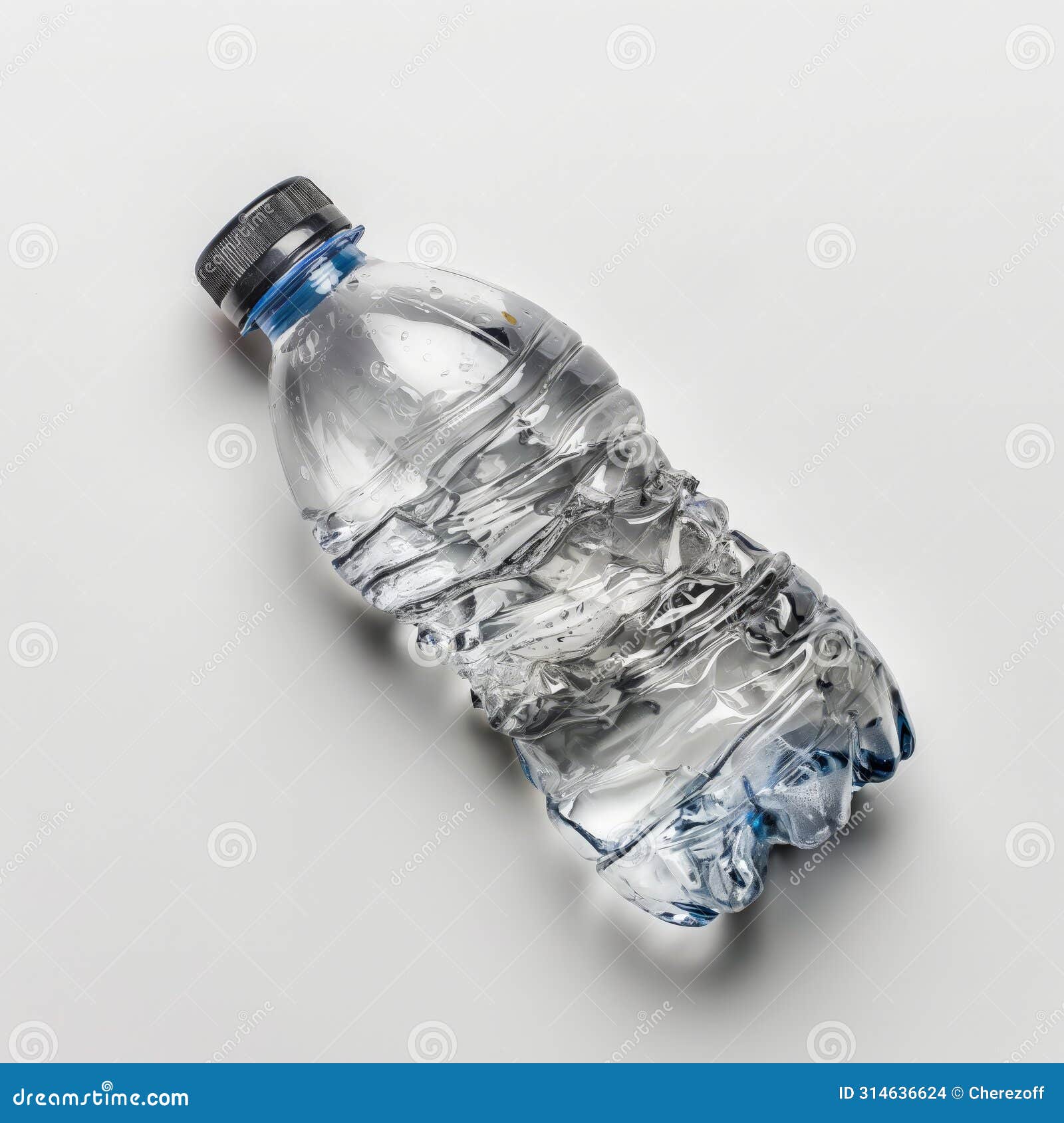 Crushed Plastic Water Bottle on White Background Stock Photo - Image of ...