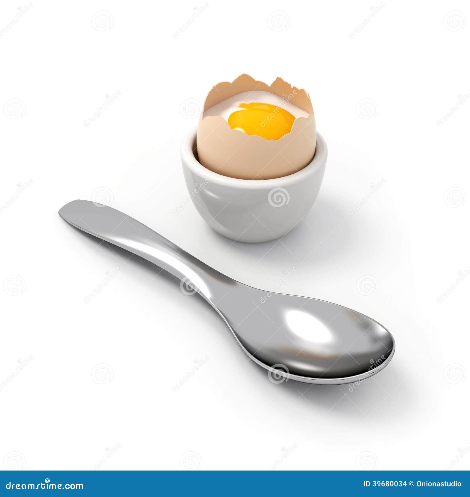 Crushed Soft-boiled Egg Witch Spoon in Front Stock Illustration ...