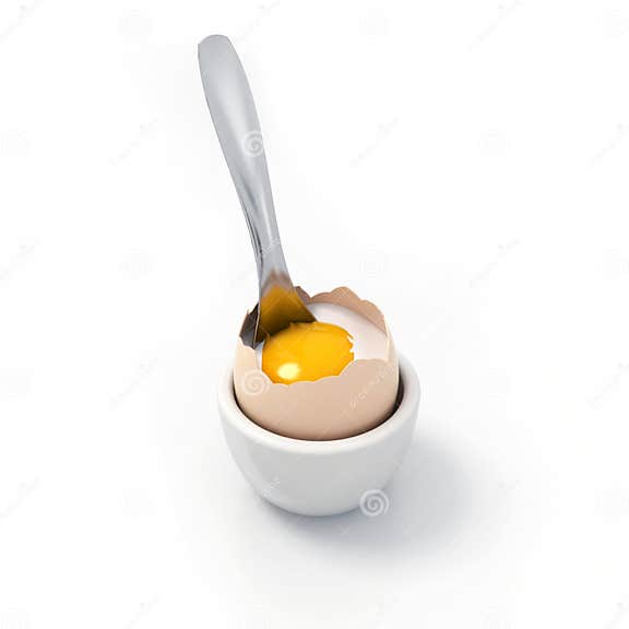 Crushed Soft Boiled Egg Witch Spoon Inside Stock Illustration