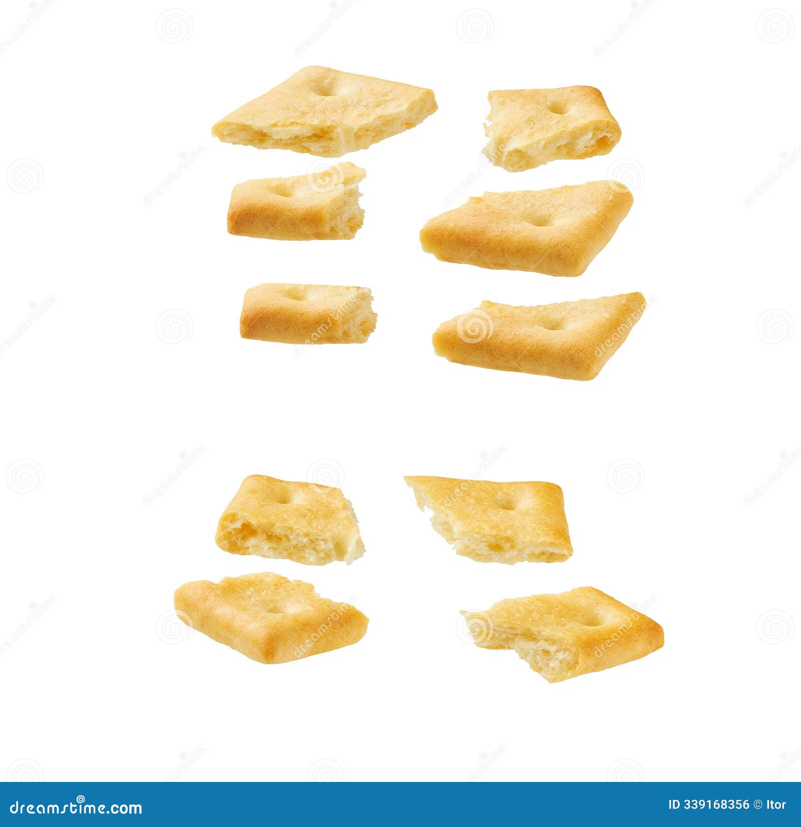 Broken Square Crackers Isolated on White Background Stock Photo - Image ...