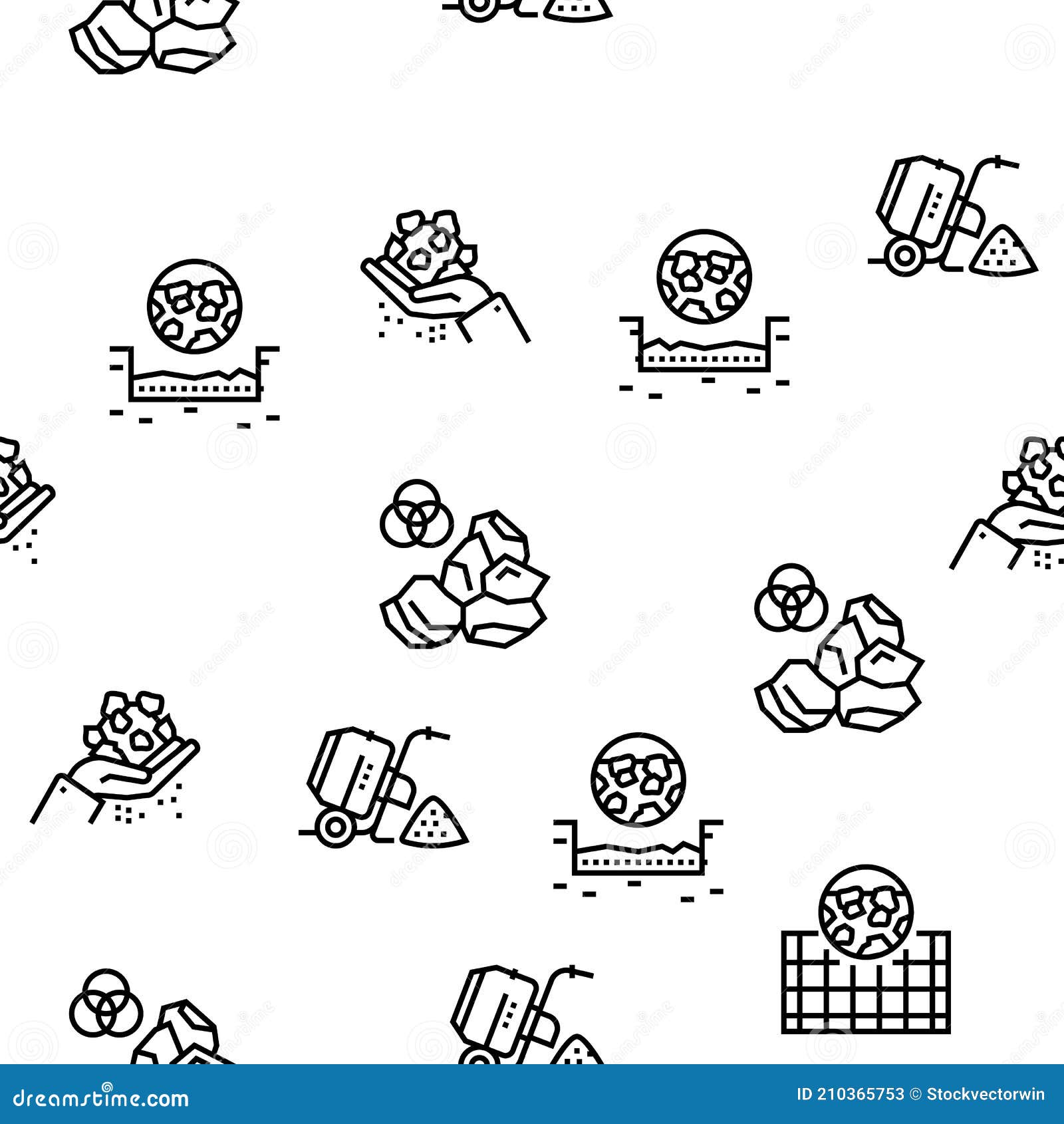 Crushed Stone Mining Vector Seamless Pattern Stock Vector ...