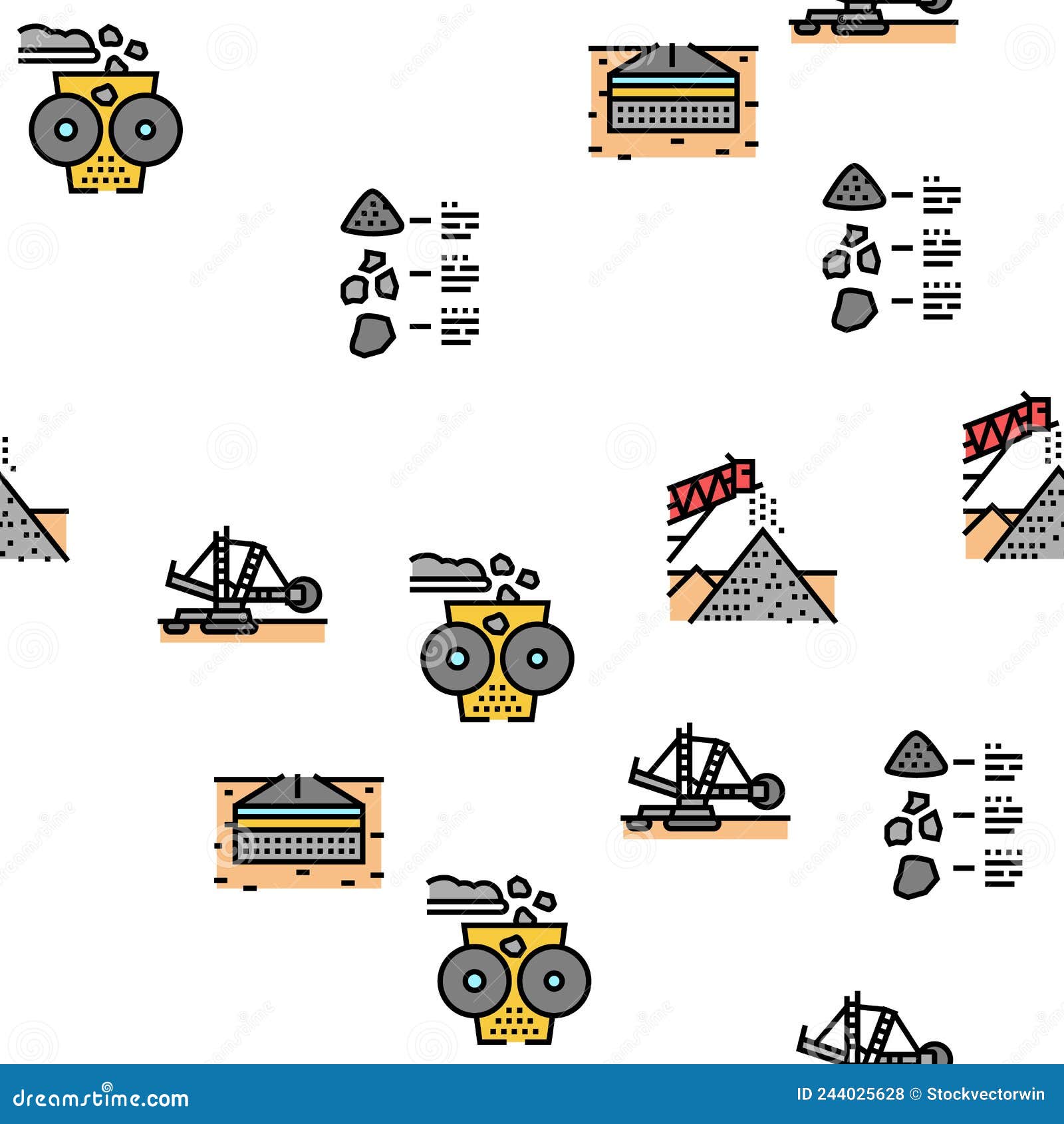 Crushed Stone Mining Vector Seamless Pattern Stock Vector ...
