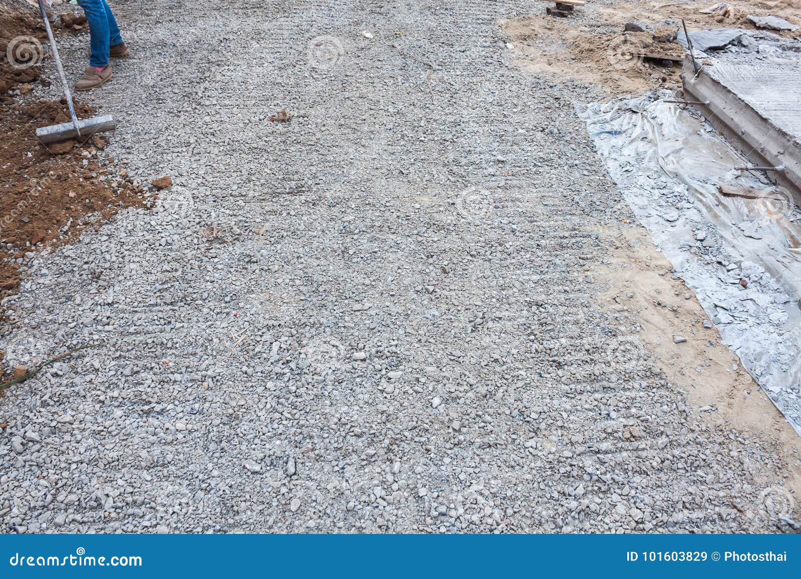 Crushed Stone of Road Construction Stock Image - Image of grey, work ...