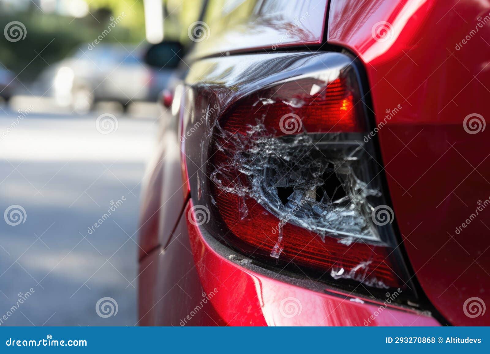 Crushed Tail Light of a Car after Rear Collision Stock Photo - Image of ...
