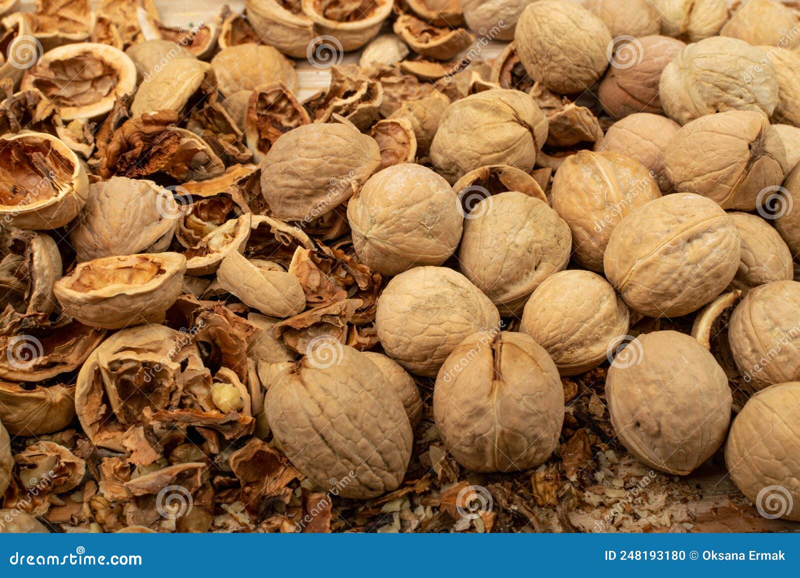 Crushed Walnuts Texture Background Stock Photo - Image of crushed ...