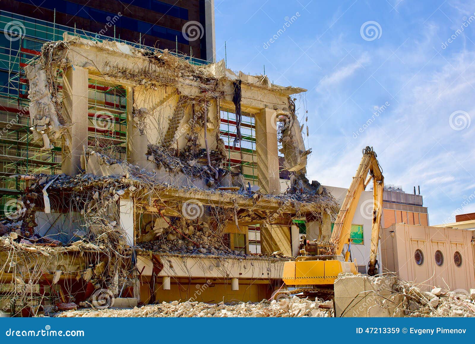 Crusher Excavator Machine at Site Demolition Stock Image - Image of ...
