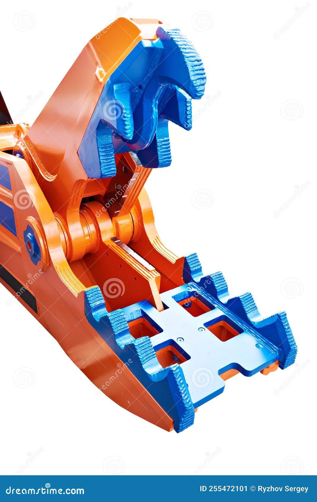 Crusher Scissors for Dismantling Concrete Structures Isolated White ... Crusher Scissors for Dismantling Concrete Structures Isolated White ...