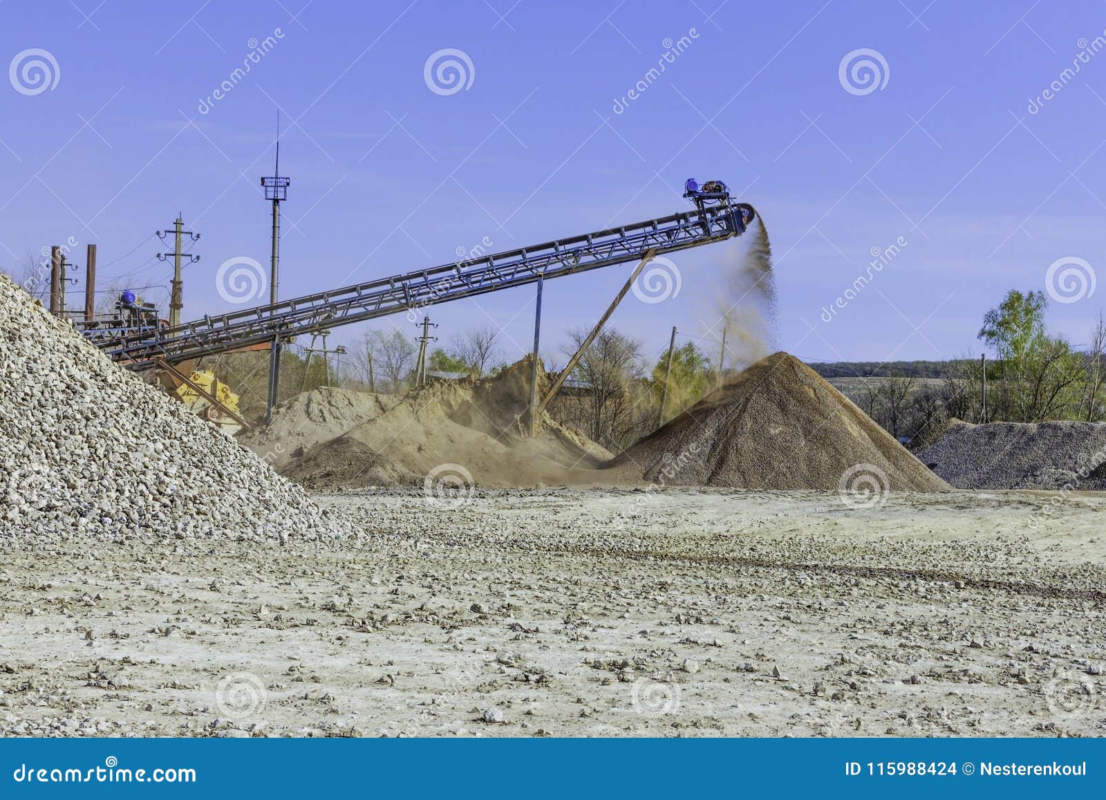 Crushing Plant with Crushed Stone Stock Photo - Image of sand, crushed ...