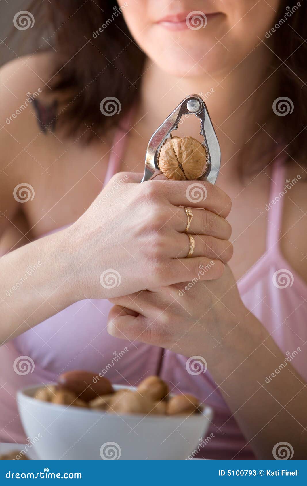 Crushing walnuts stock image. Image of macro, bowl, dieting - 5100793