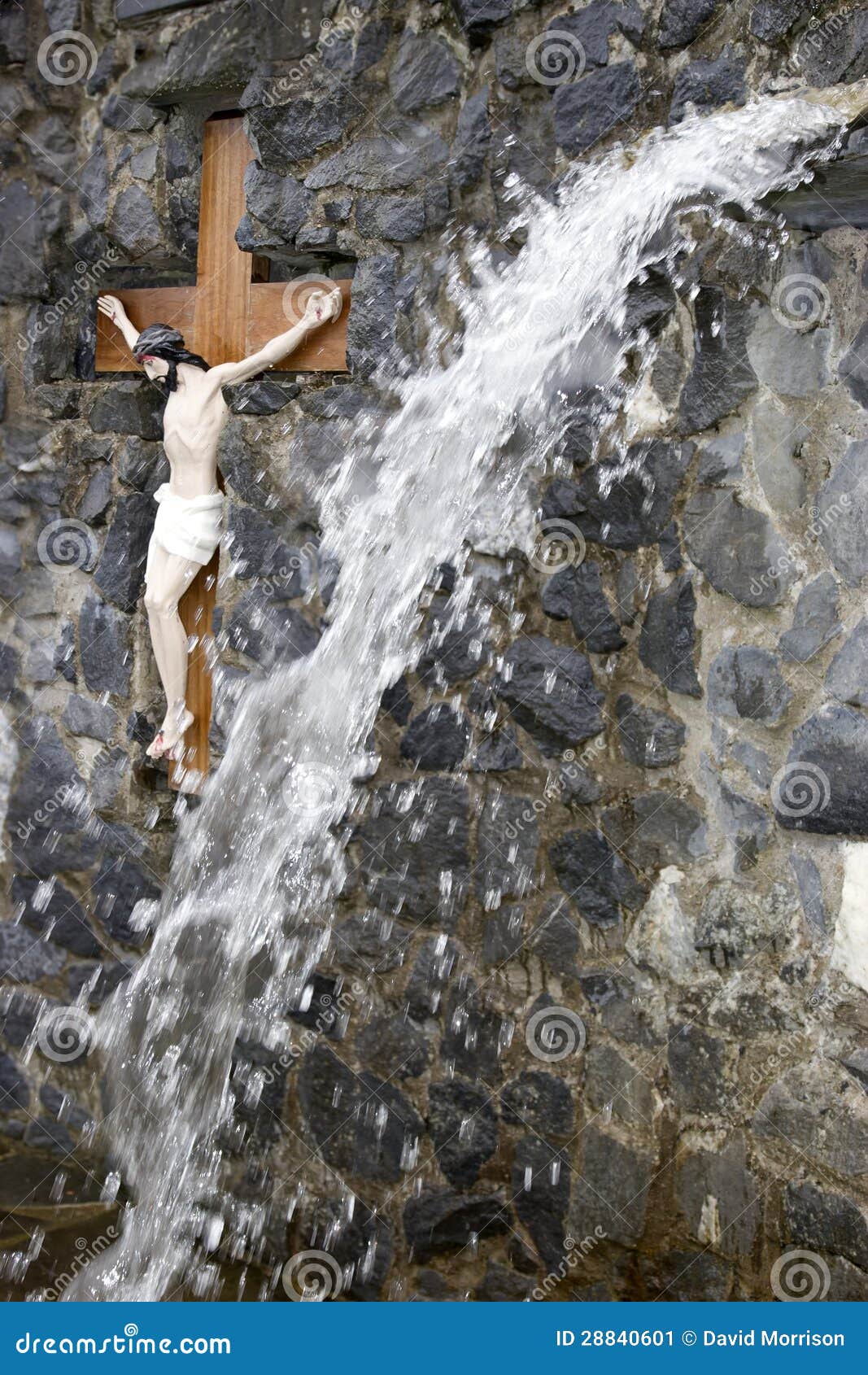 Crusifix of Jesus and Waterfall Stock Image - Image of blood, christ ...