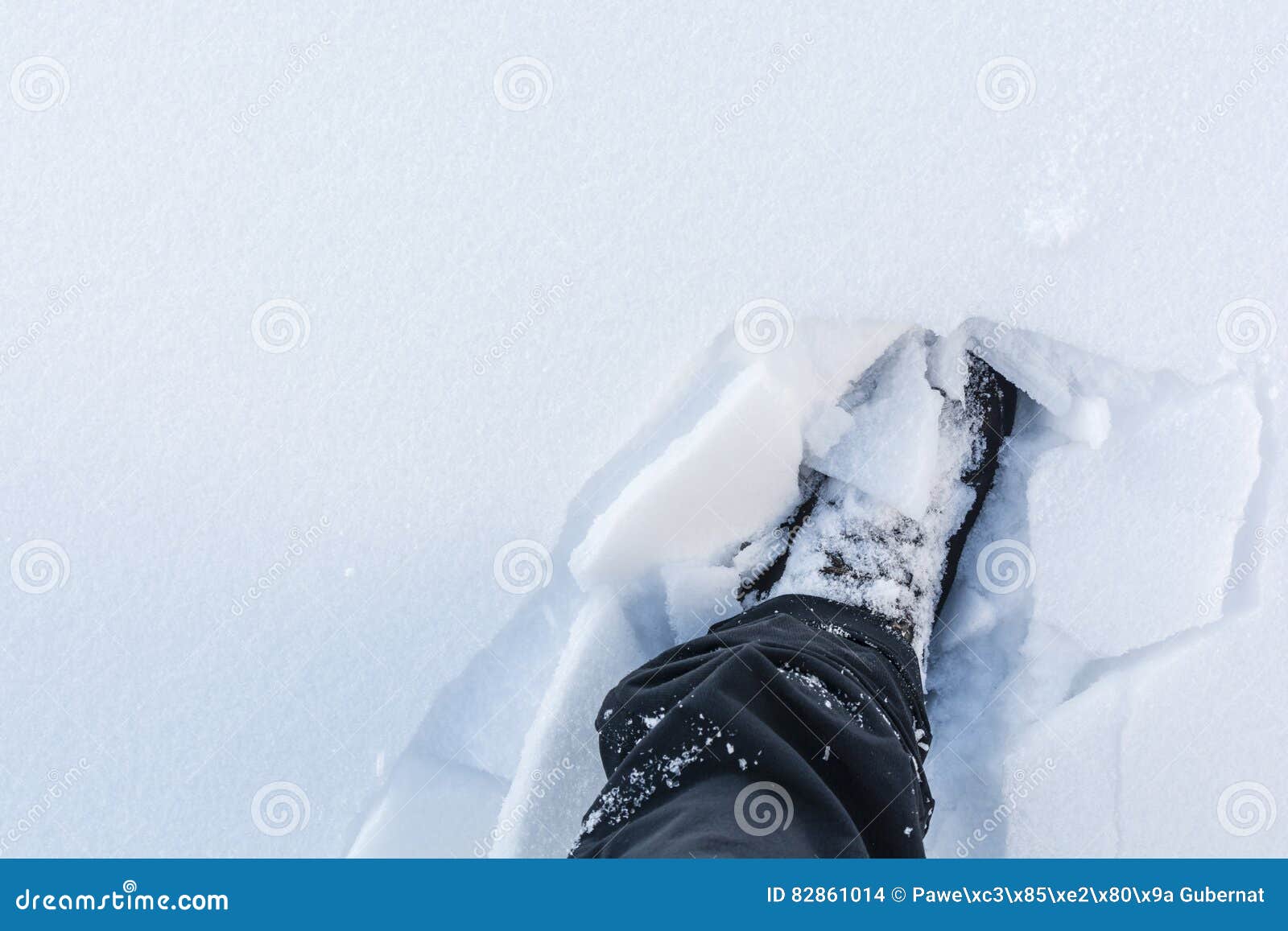 Crust Breakable Crack Under the Weight. Stock Photo - Image of rime ...
