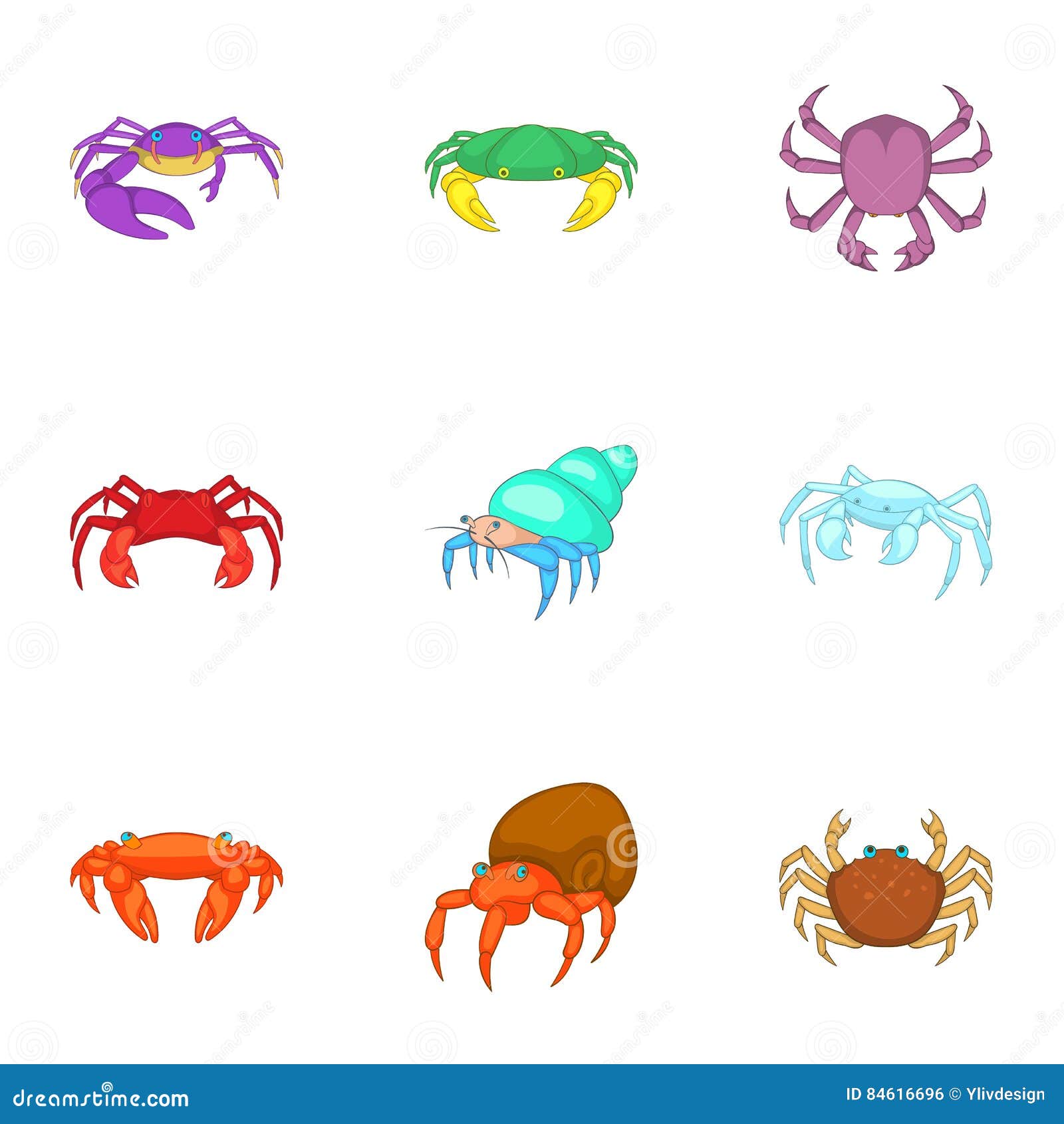 Crustaceans Icons Set, Cartoon Style Stock Vector - Illustration of ...