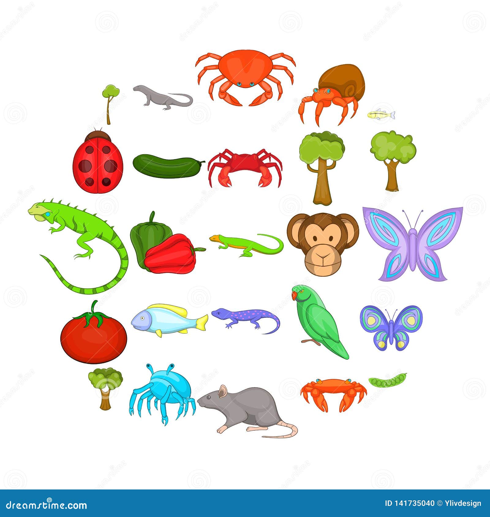 Crustaceans Icons Set, Cartoon Style Stock Vector - Illustration of ...
