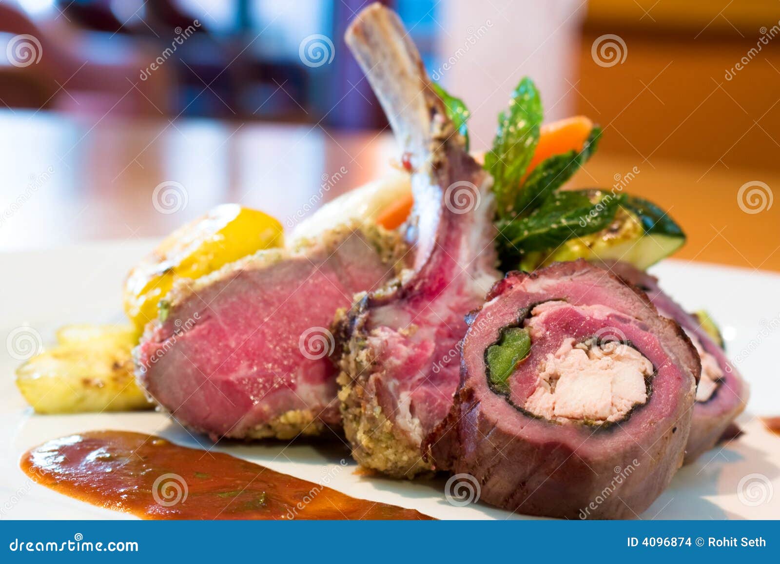 Crusted Stuffed Lamb Chops stock photo. Image of classy - 4096874