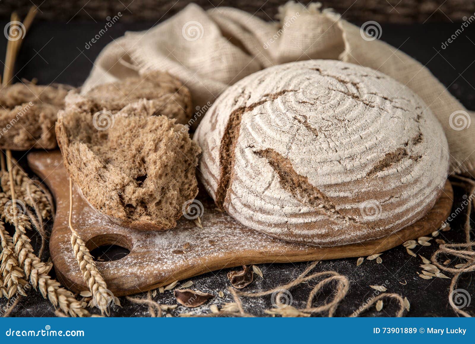 Crusty Fresh Homemade Rye Bread Stock Image - Image of fkusno, chips ...