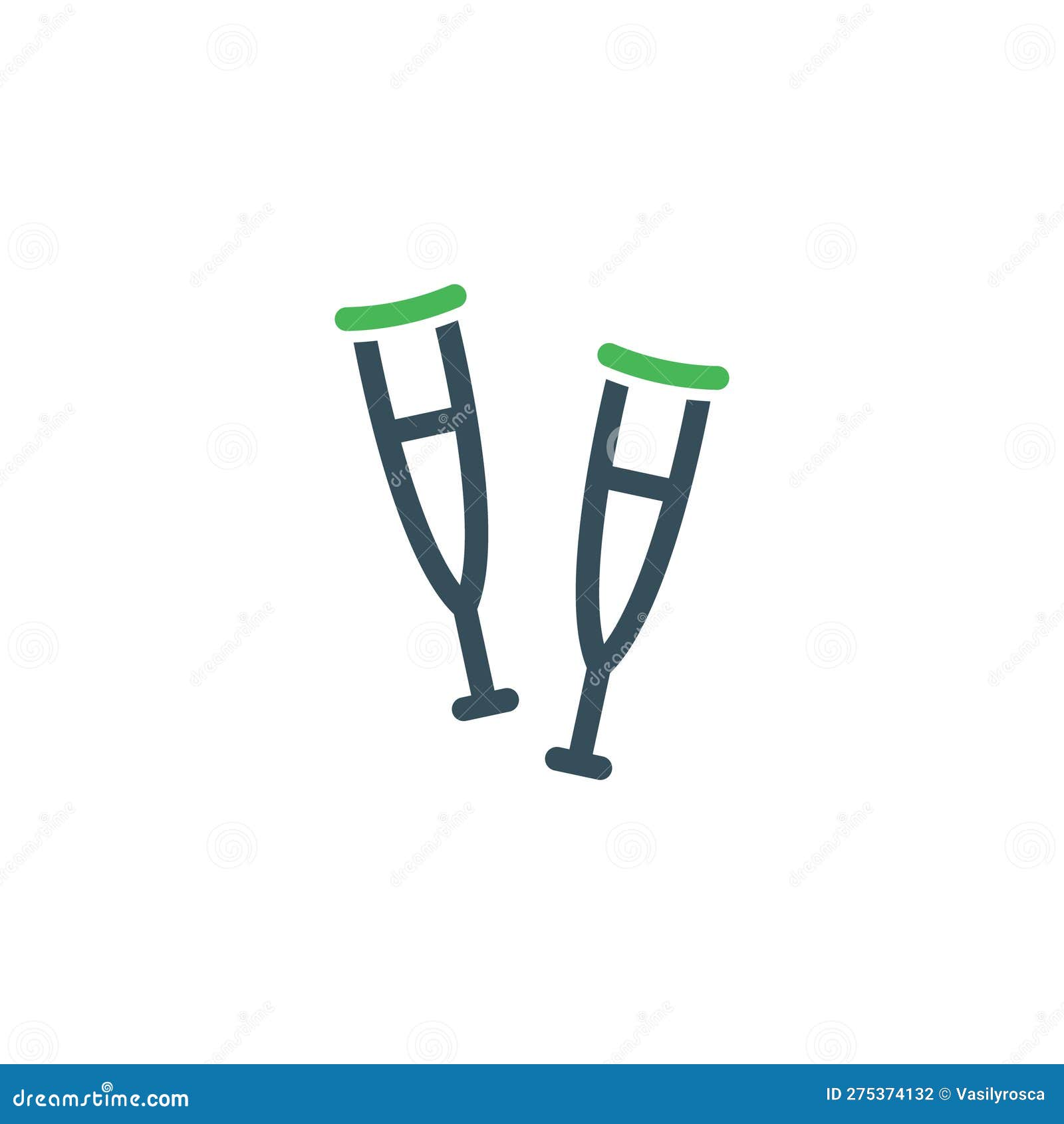 Crutch Vector Icon. Broken Leg Flat Isolated Icon Rehabilitation Line Crutch Stock Vector ...