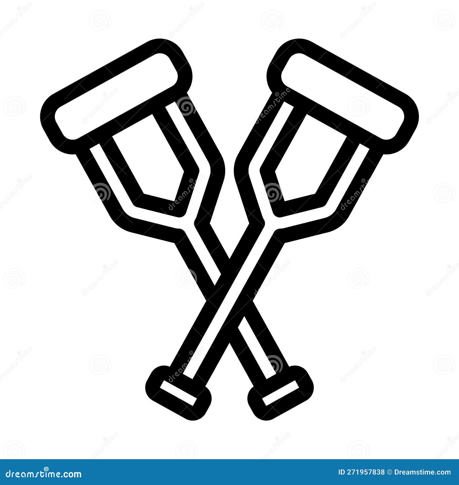 Crutches Vector Thick Line Icon For Personal And Commercial Use Stock