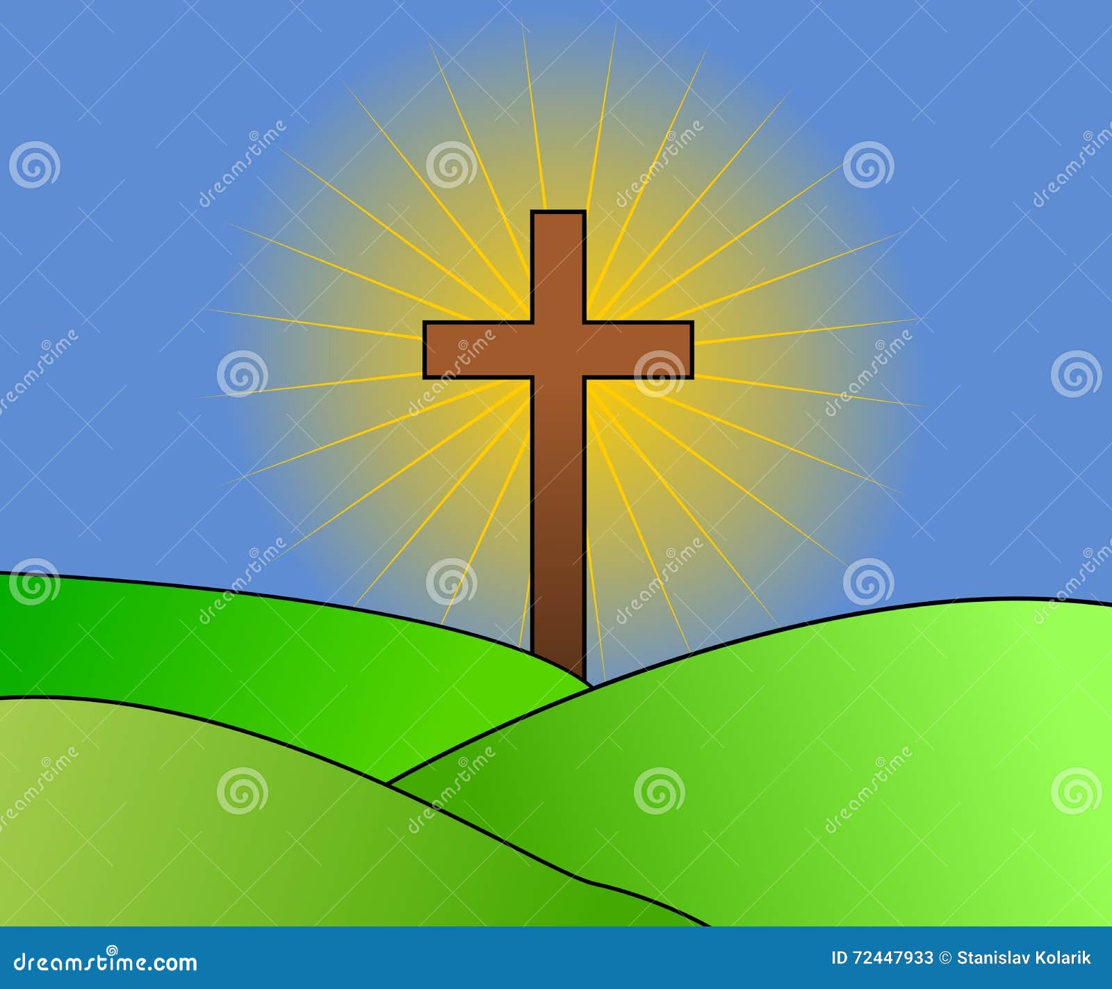 Cruz con brillo stock de ilustración. Ilustración de religioso - 72447933