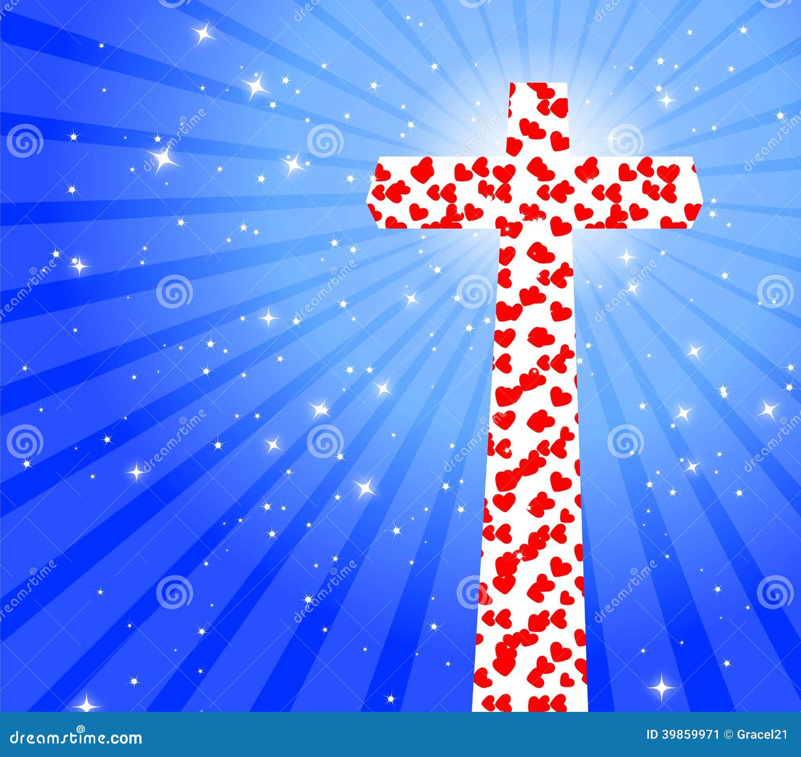 Cruz con el corazón ilustración del vector. Ilustración de rayos - 39859971