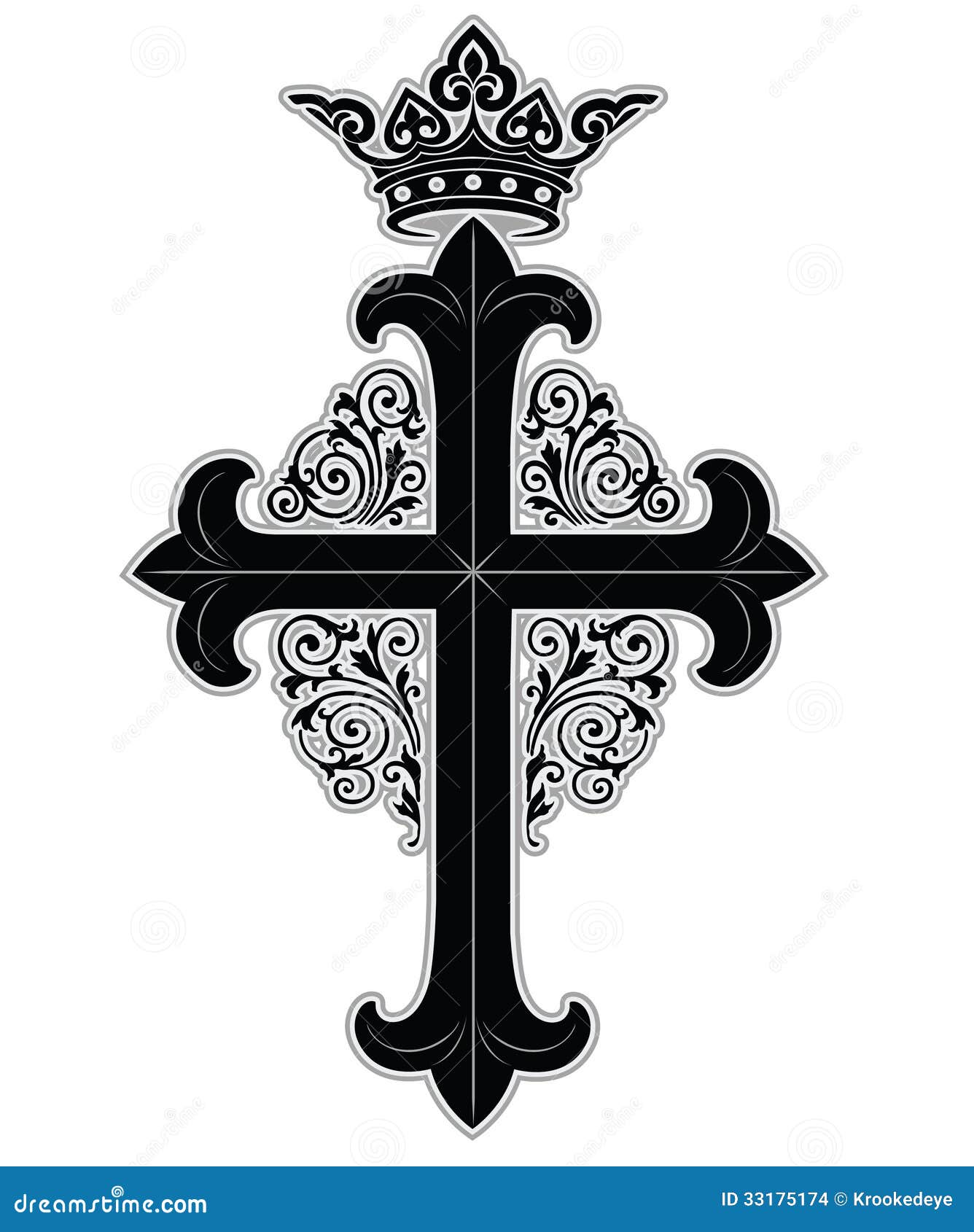 Cruz con la corona ilustración del vector. Ilustración de vector - 33175174