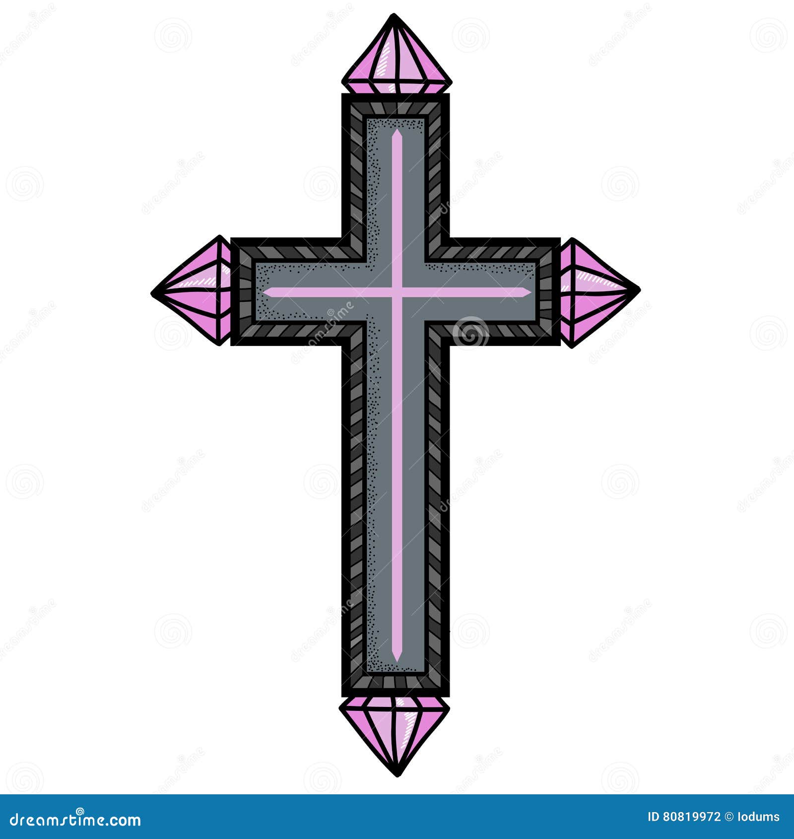 Cruz Con La Piedra Preciosa Rosada Ilustración del Vector - Ilustración ...