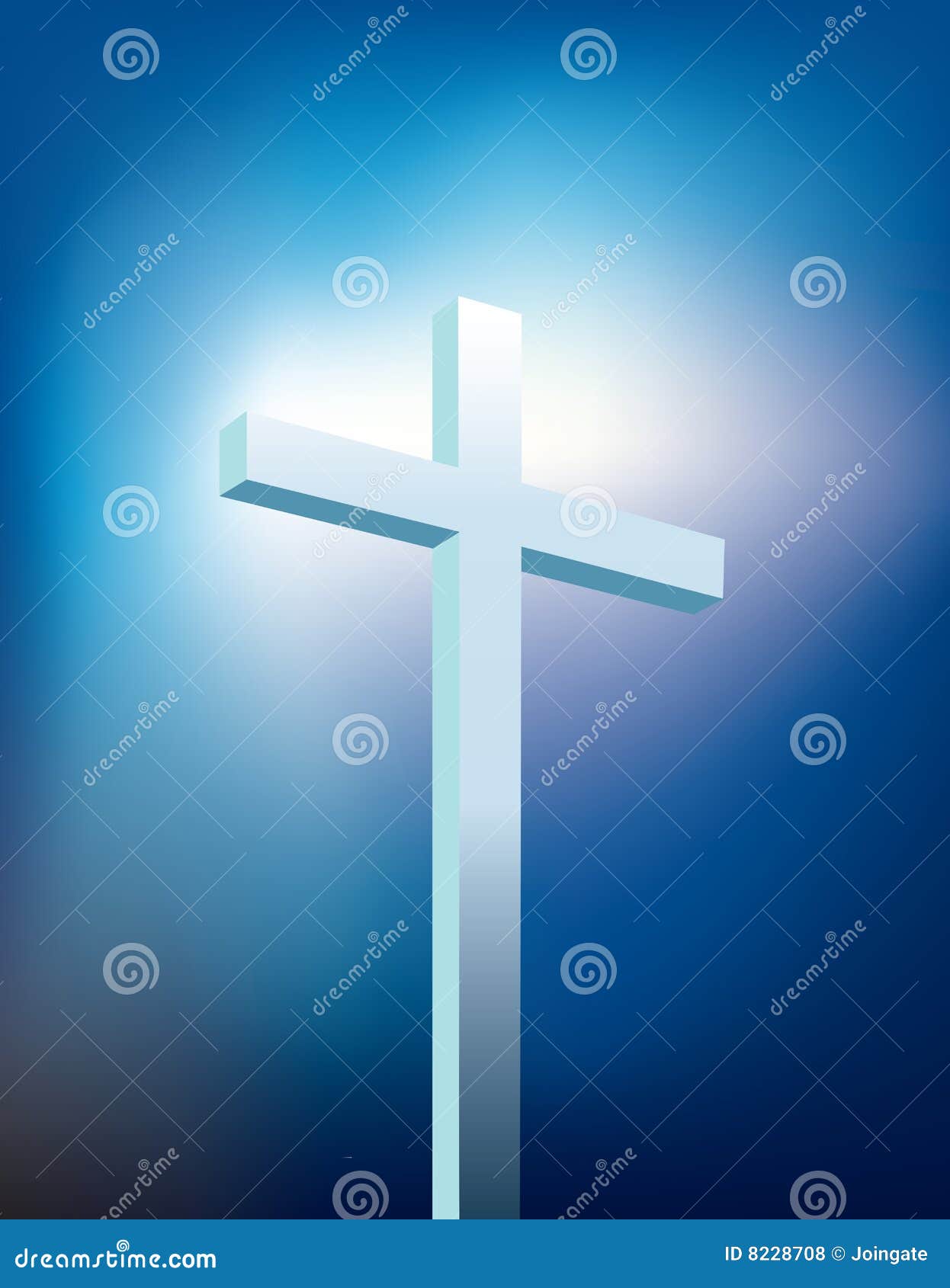 Cruz cristiana con la luz ilustración del vector. Ilustración de nubes ...