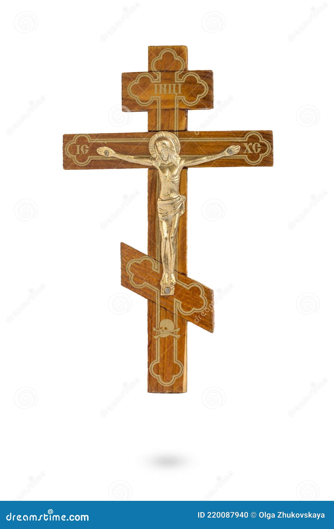 Cruz De Madera Con Dios Aislado Sobre Fondo Blanco. Foto de archivo ...