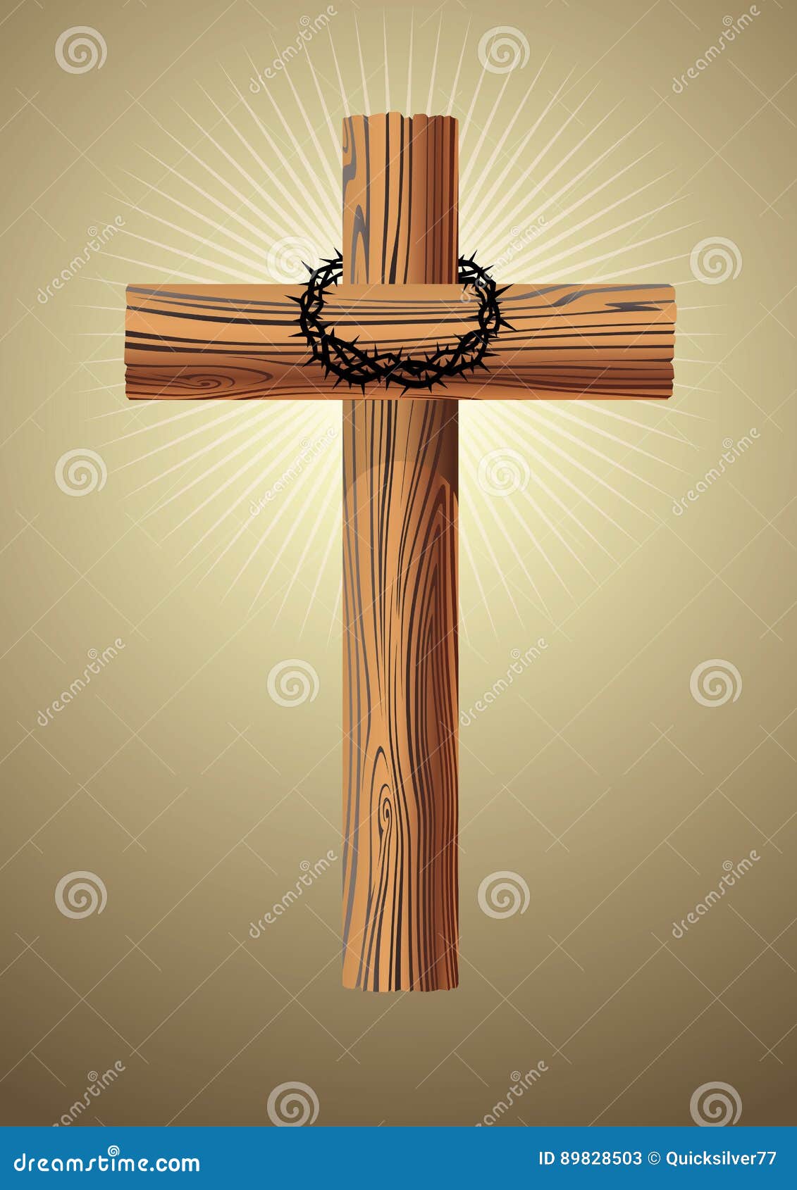 Cruz De Madera Con Las Espinas De La Corona Ilustración del Vector ...