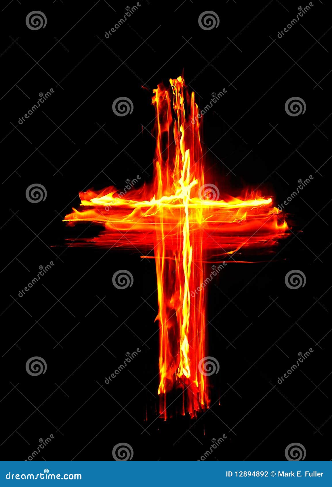 Cruz del fuego foto de archivo. Imagen de cristiano, caliente - 12894892
