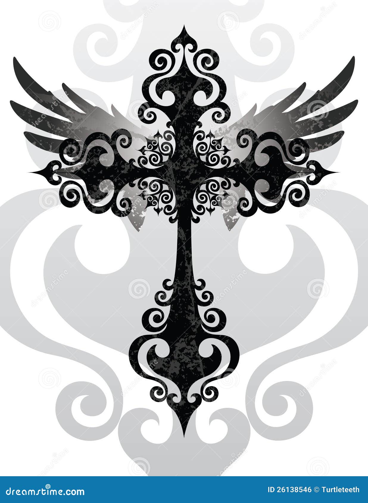 Cruz e asas ilustração stock. Ilustração de branco, estilo - 26138546