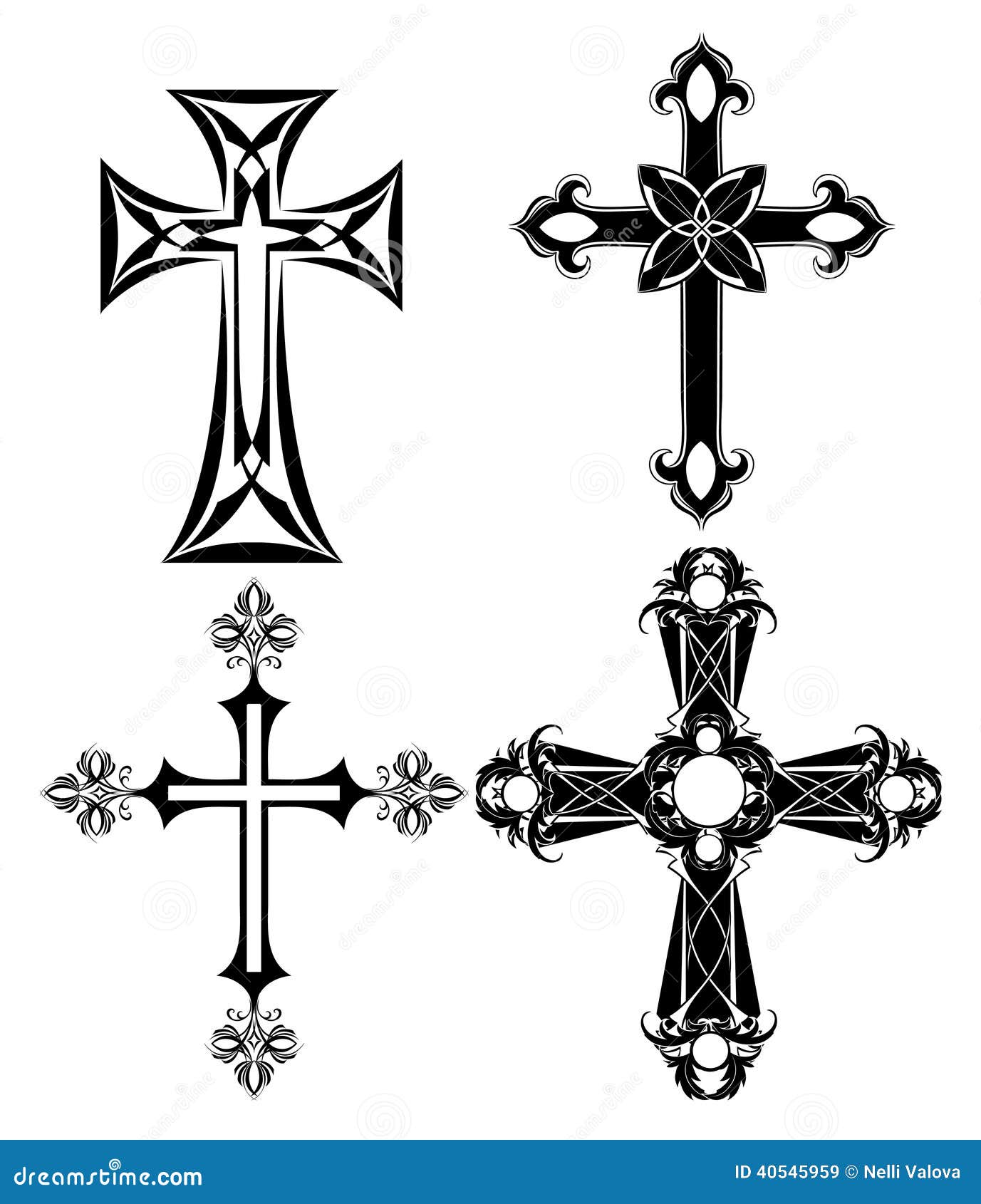 Cruz negra cuatro ilustración del vector. Ilustración de negro - 40545959