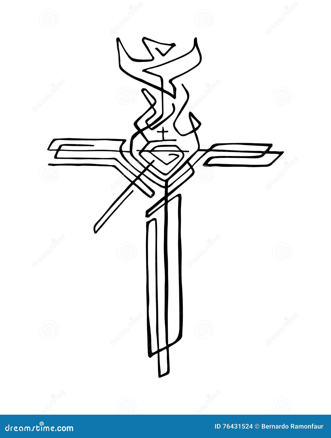 Cruz Religiosa Con Diversos Símbolos Ilustración del Vector ...