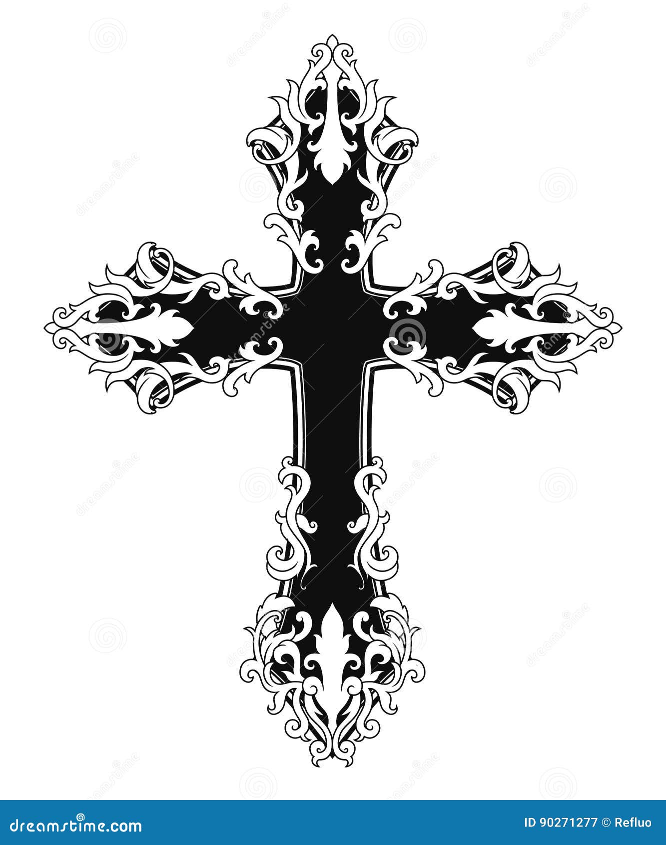 Cruz religiosa ornamental ilustración del vector. Ilustración de floral ...