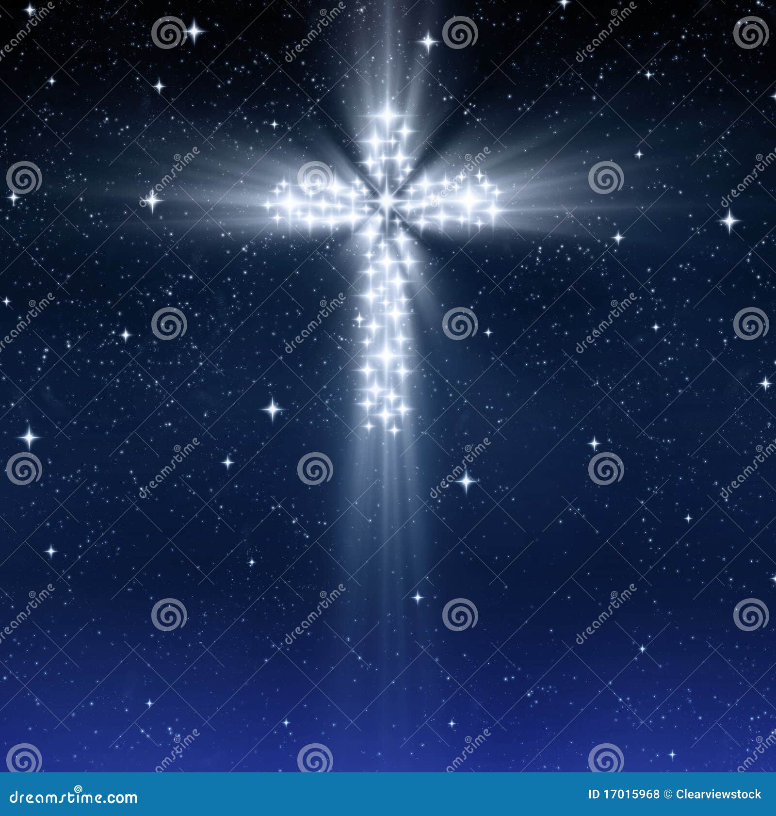 Cruz Religiosa Que Brilla Intensamente En Estrellas Stock de ...