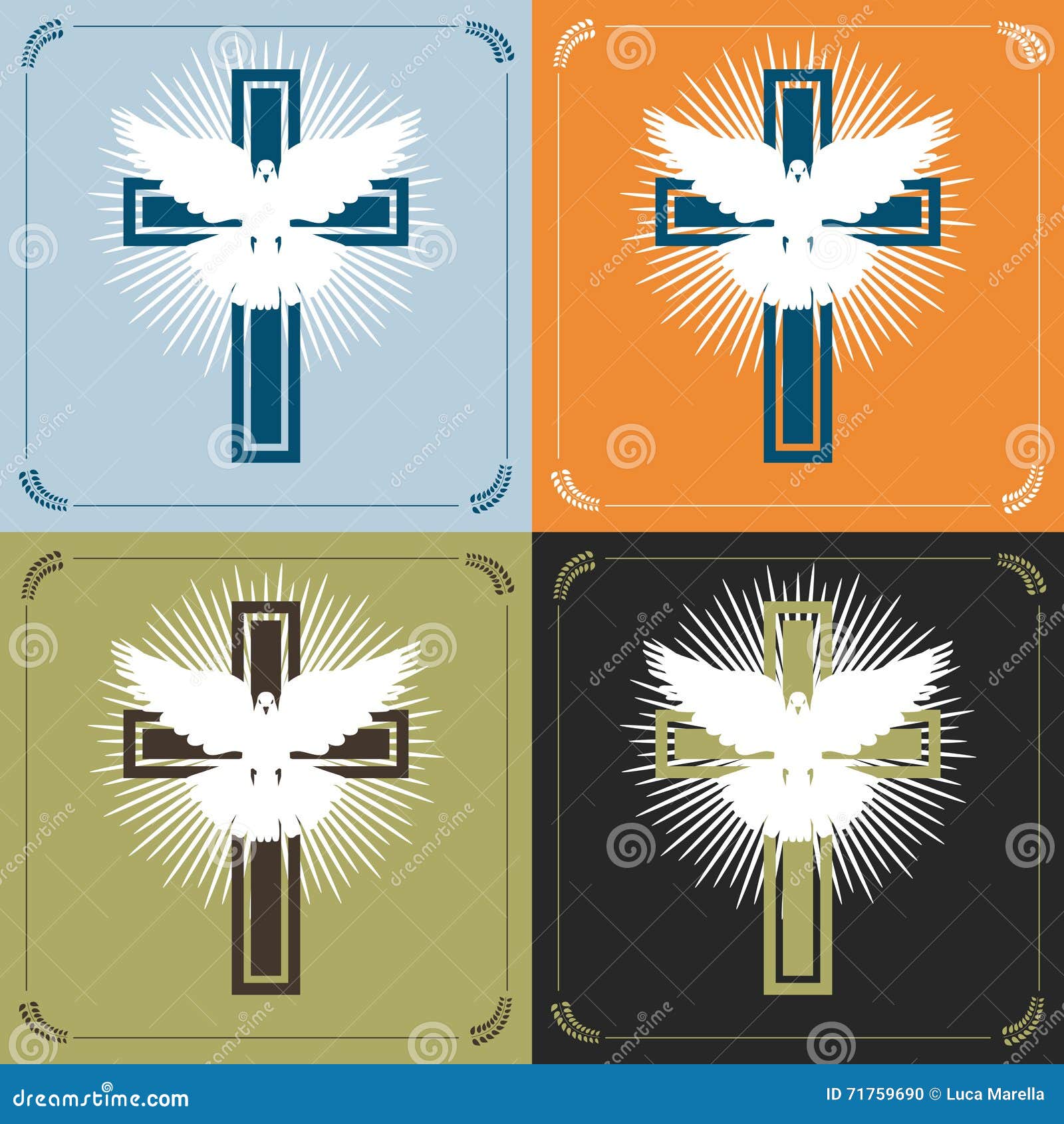 Cruz y paloma ilustración del vector. Ilustración de alentador - 71759690