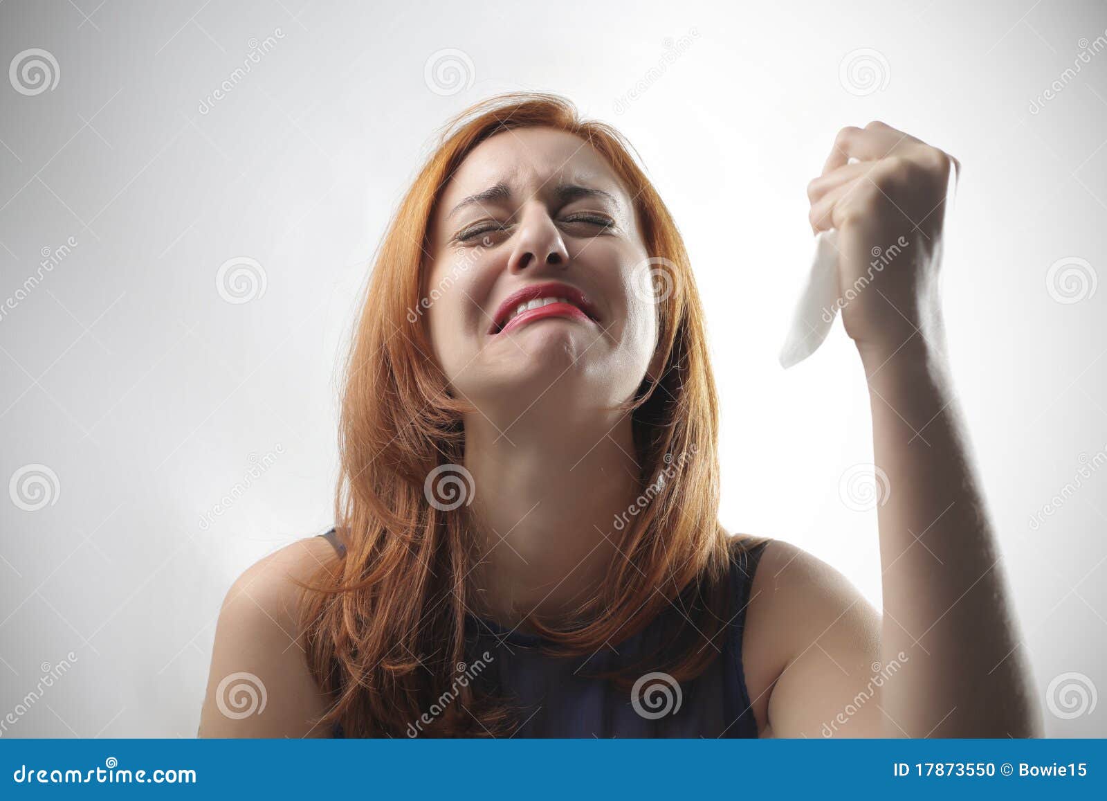 Cry stock photo. Image of expression, handkerchief, redhead - 17873550