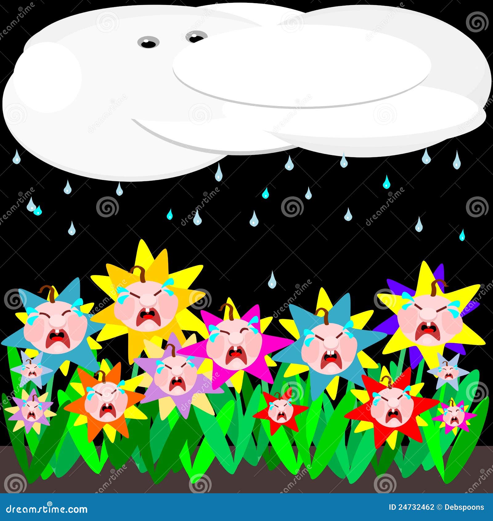 Cry babies in the rain stock vector. Illustration of rain - 24732462