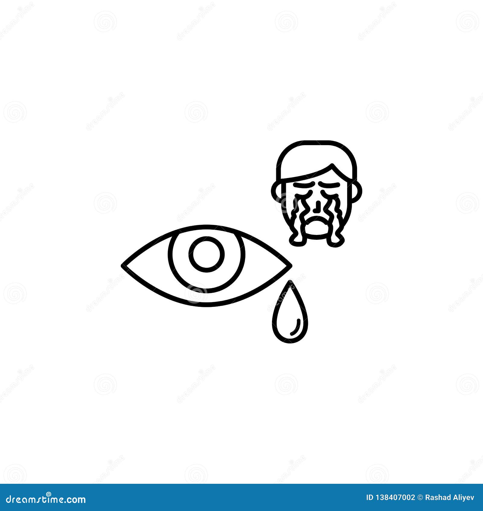 Cry, Eye, Tear, Allergic Face Icon. Element of Problems with Allergies ...