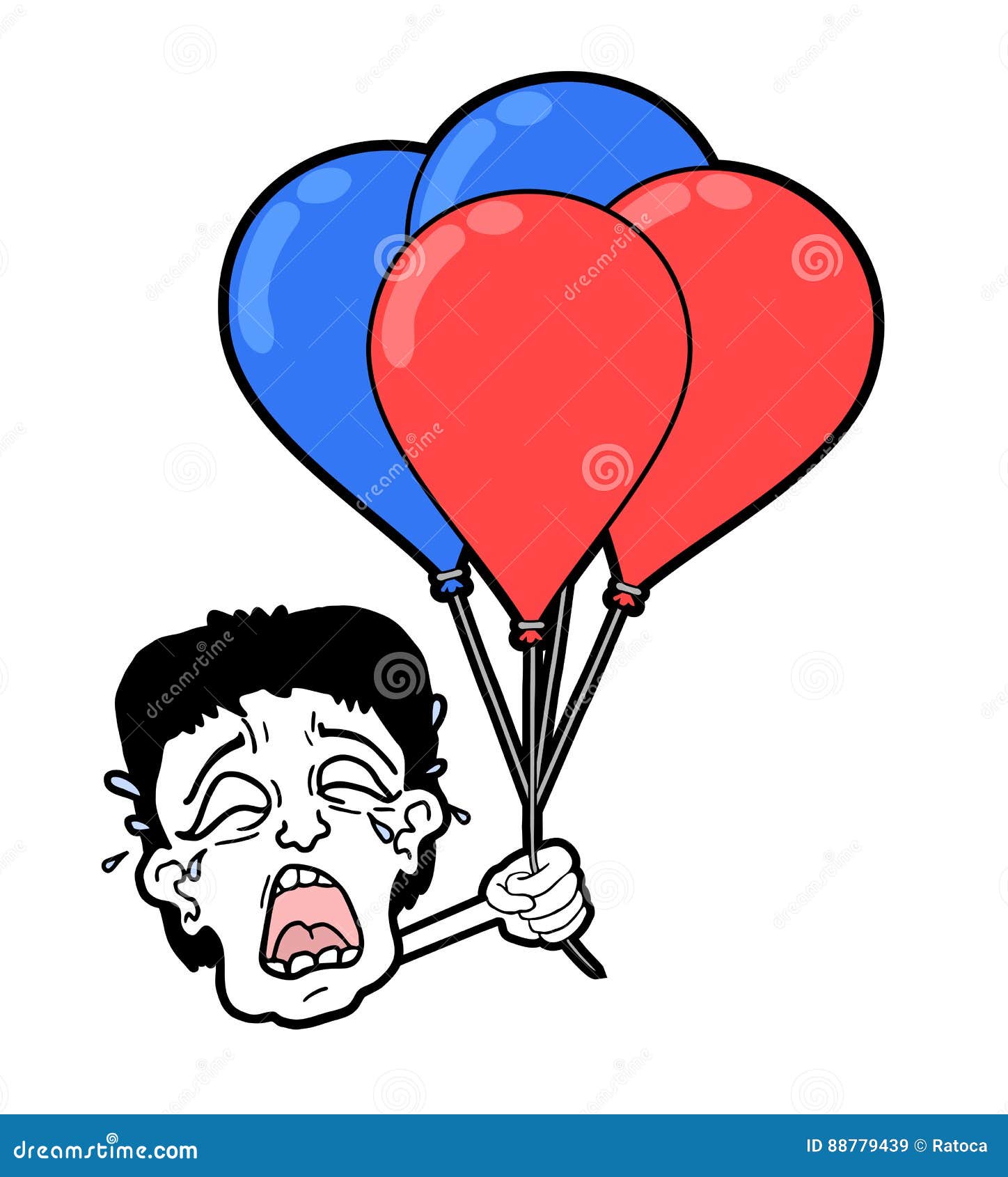 Cry face with balloons stock vector. Illustration of round - 88779439