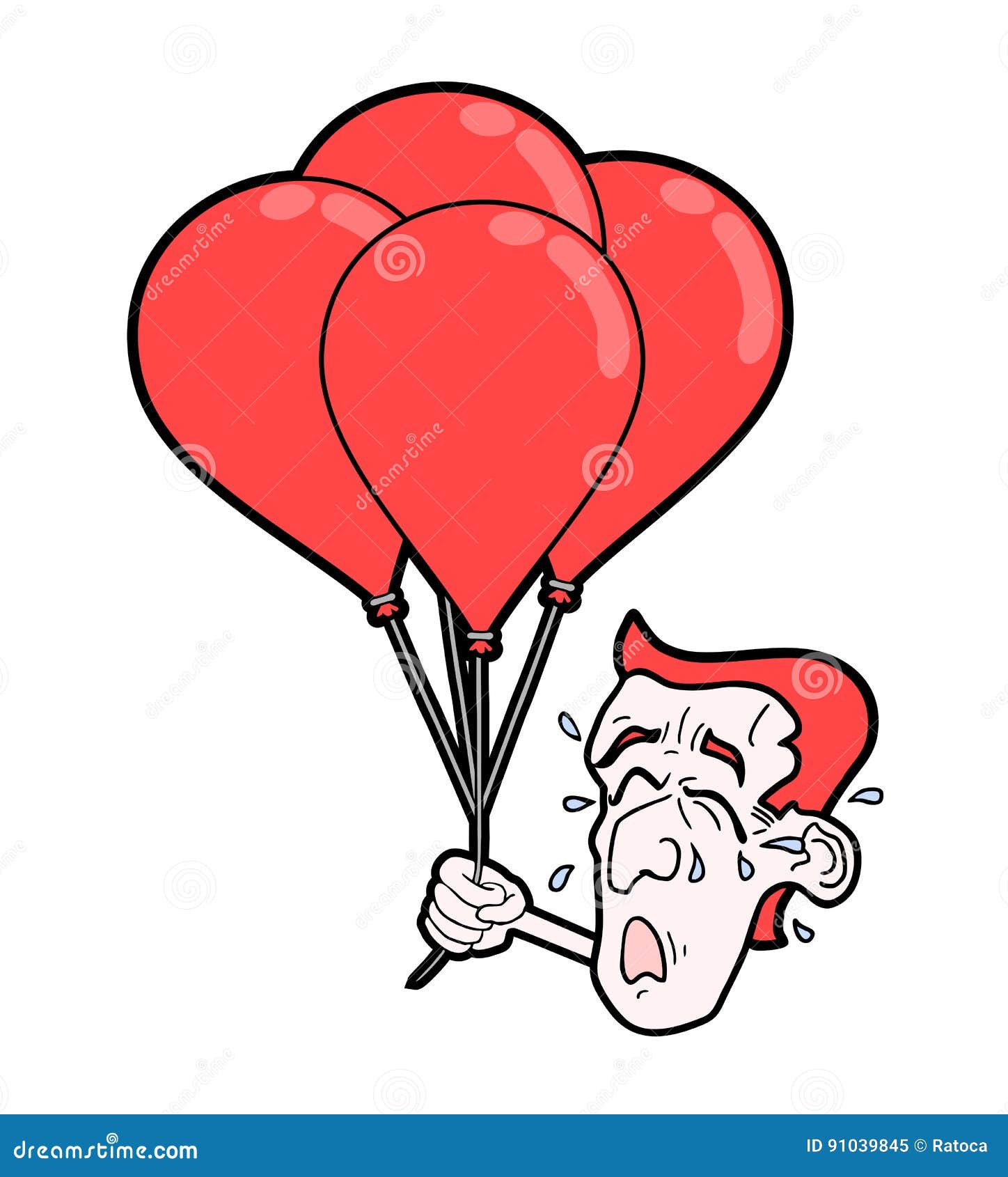 Cry face with balloons stock vector. Illustration of fair - 91039845