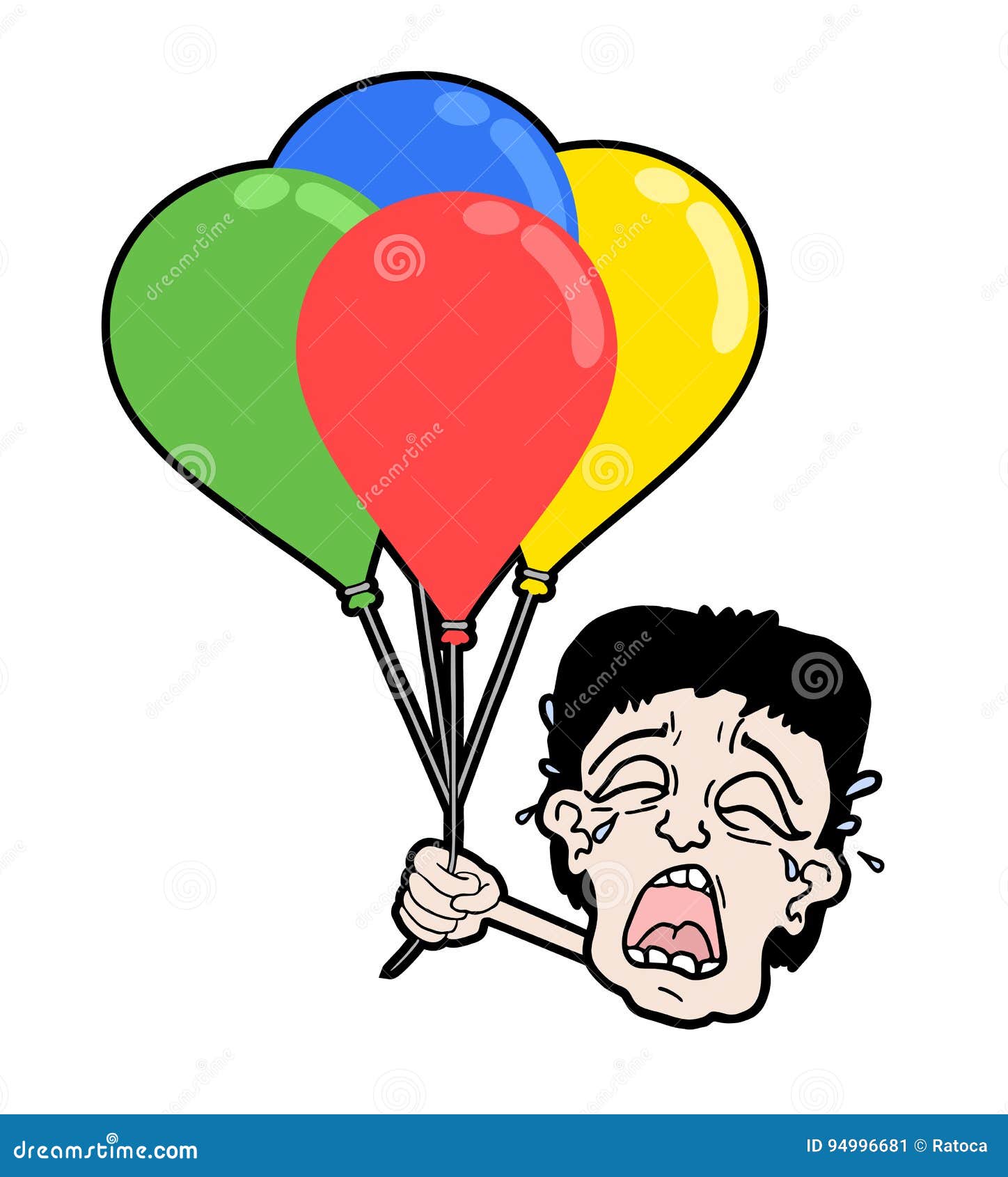 Cry face with balloons stock vector. Illustration of party - 94996681