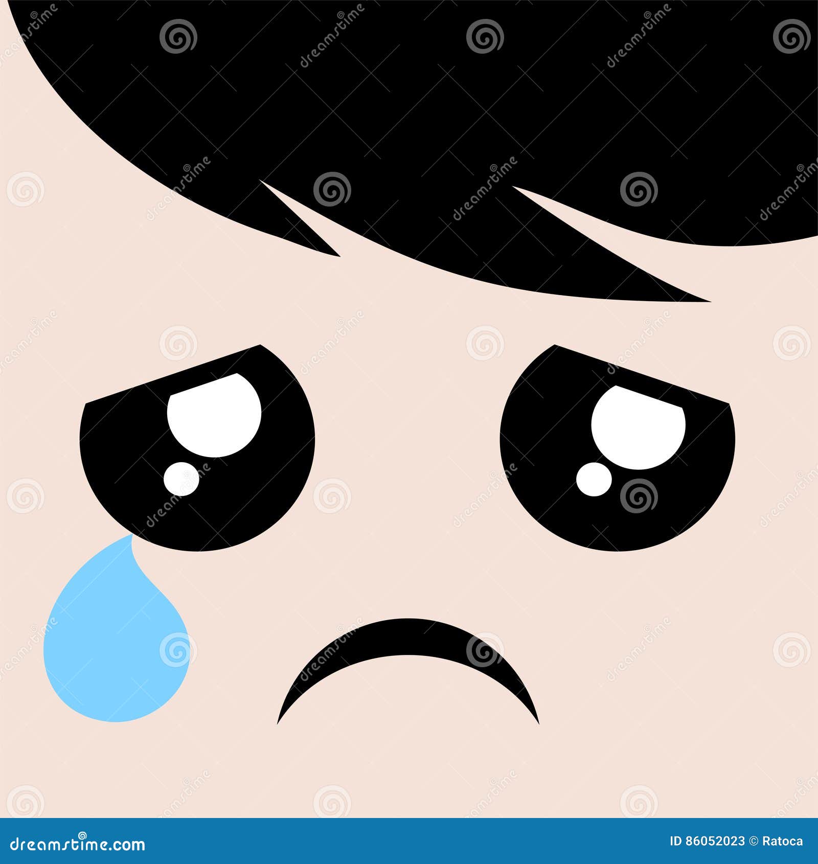 Cry face draw stock vector. Illustration of nice, avatar - 86052023