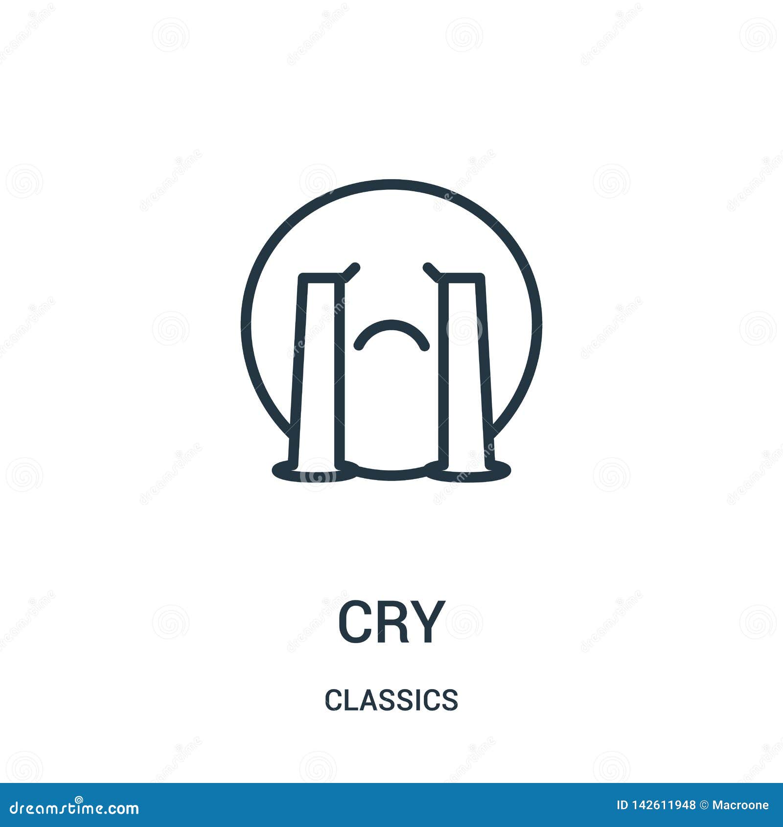 Cry Icon Vector from Classics Collection. Thin Line Cry Outline Icon ...