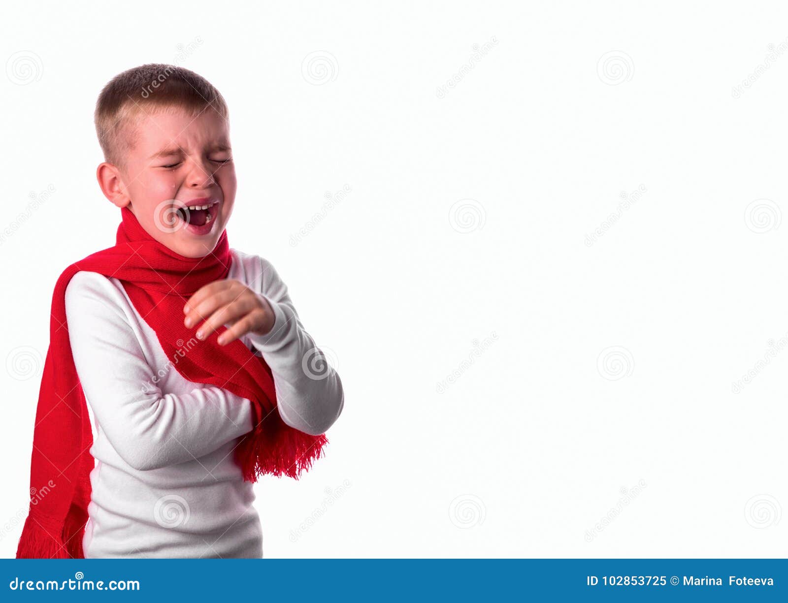 Cry, Scream the Child for Pain. Strong Emotions from the Boy. Stock ...