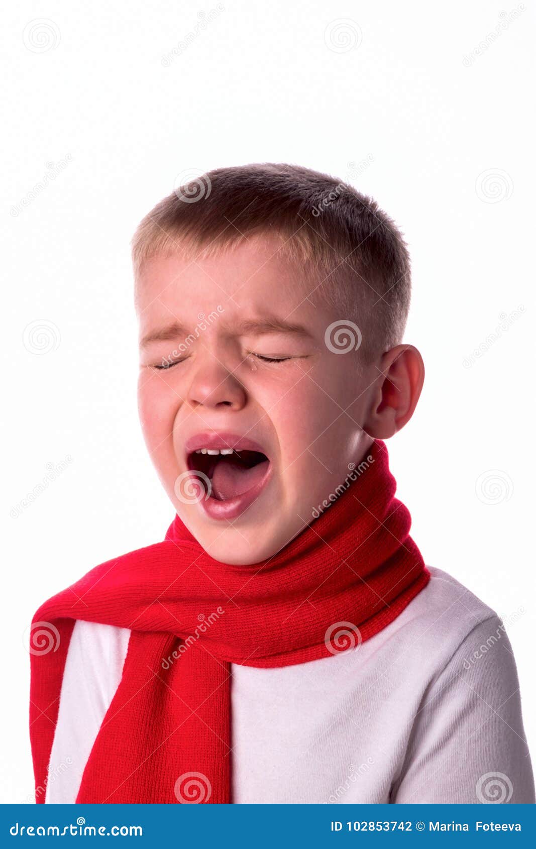 Cry, Scream the Child for Pain. Strong Emotions from the Boy. Stock ...