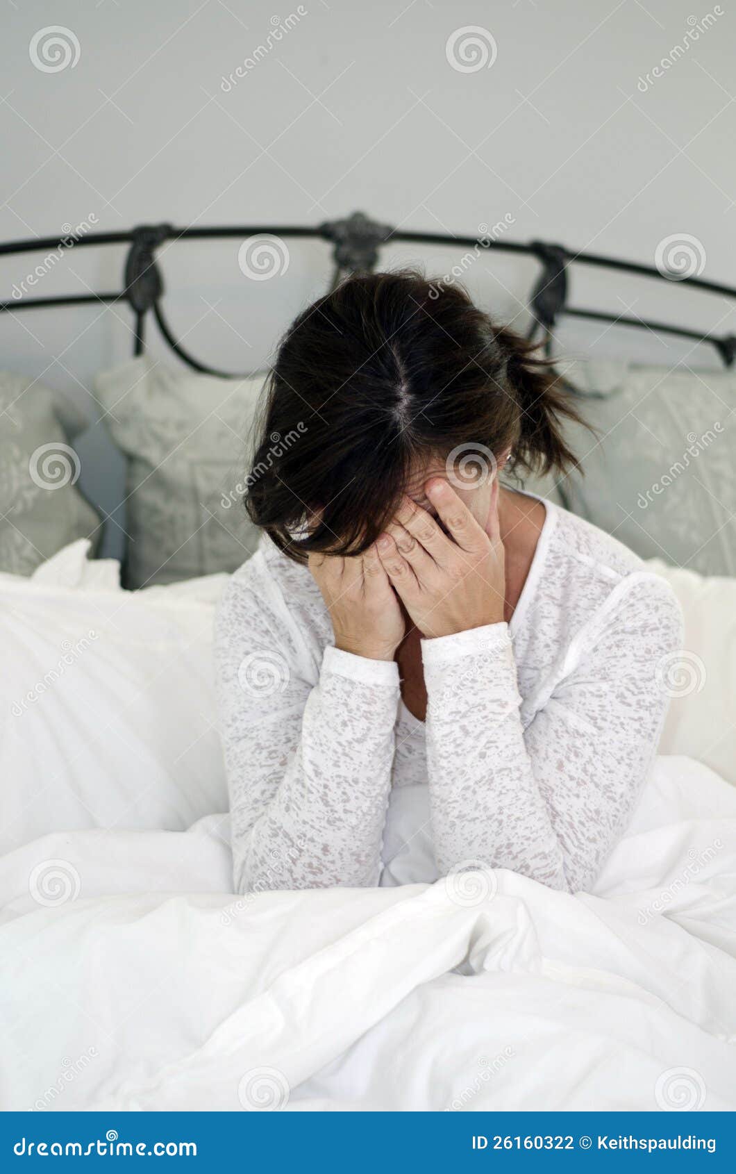 Crying stock photo. Image of female, pillow, negative - 26160322